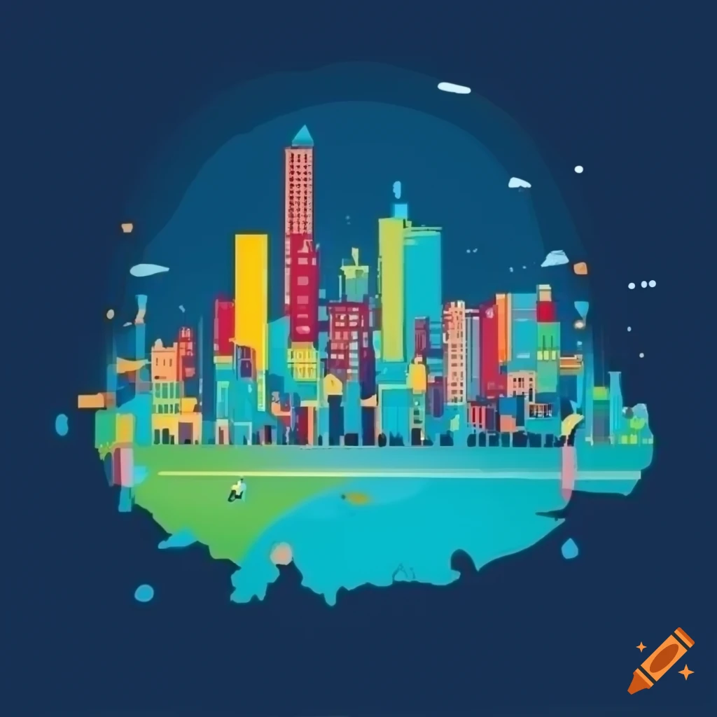 Colorful city map vector flat on Craiyon
