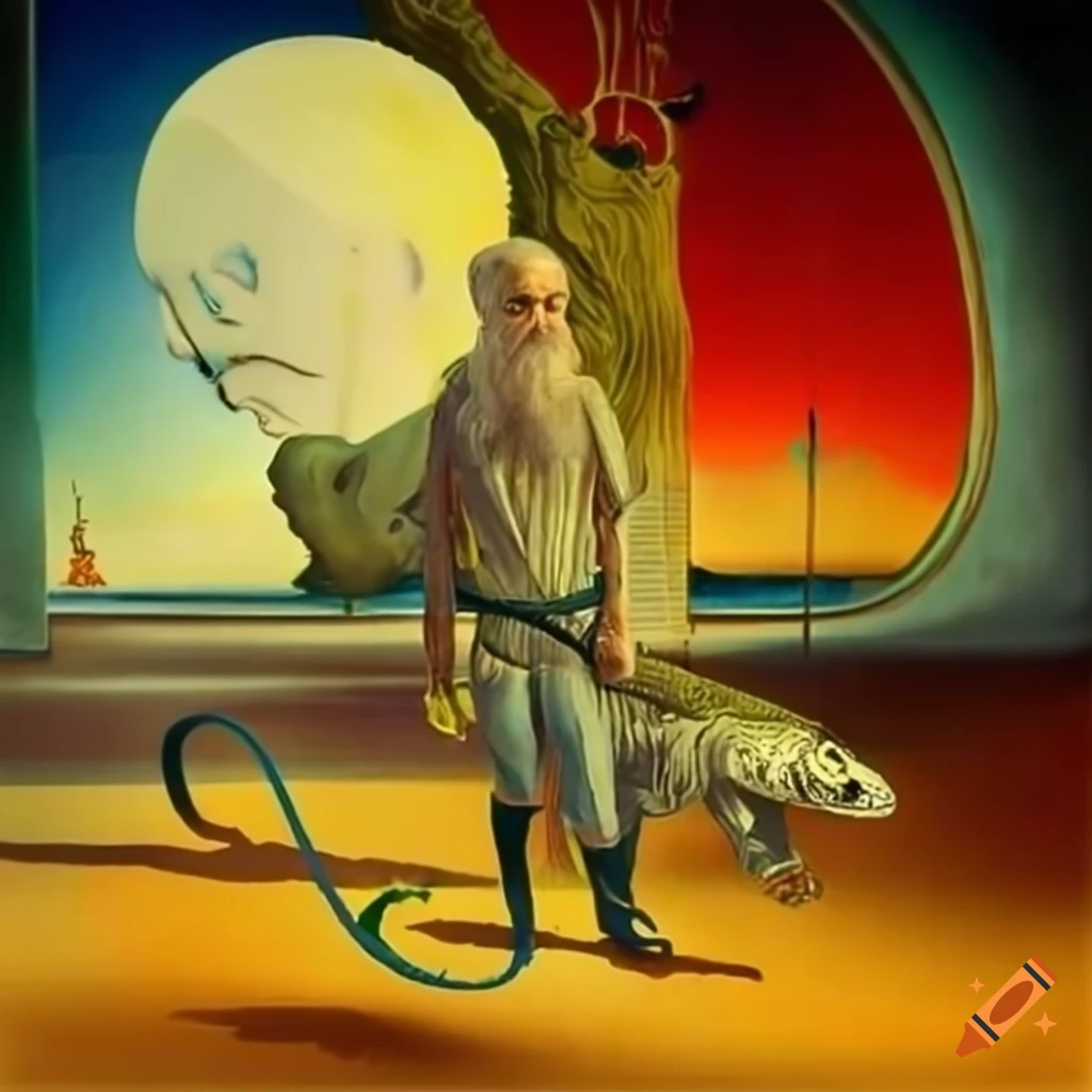Old man with long white hair and beard and glasses riding a Komodo ...