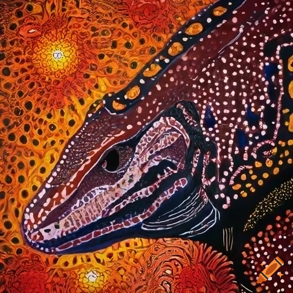 Detailed australian indigenous dreamtime painting of an goanna on Craiyon