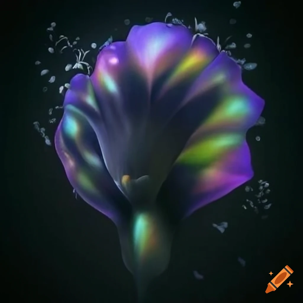 A unique alien plant with black iridescent flower petals