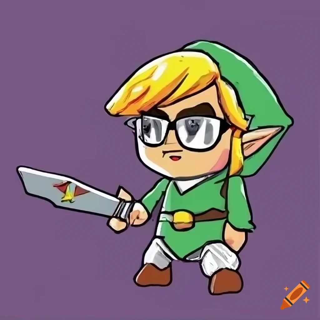 Link from zelda - link's awakening with black square glasses