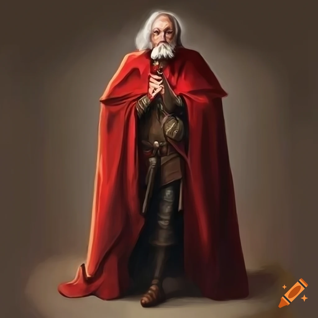Realistic painting style of full length portrait of an old mage with a ...