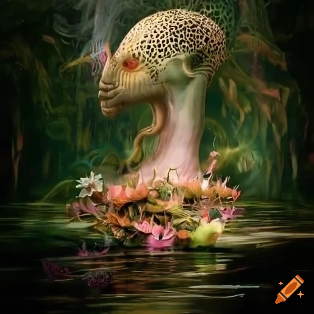 Marais surréaliste nénufars exotic and surreal floral garden habited by ...