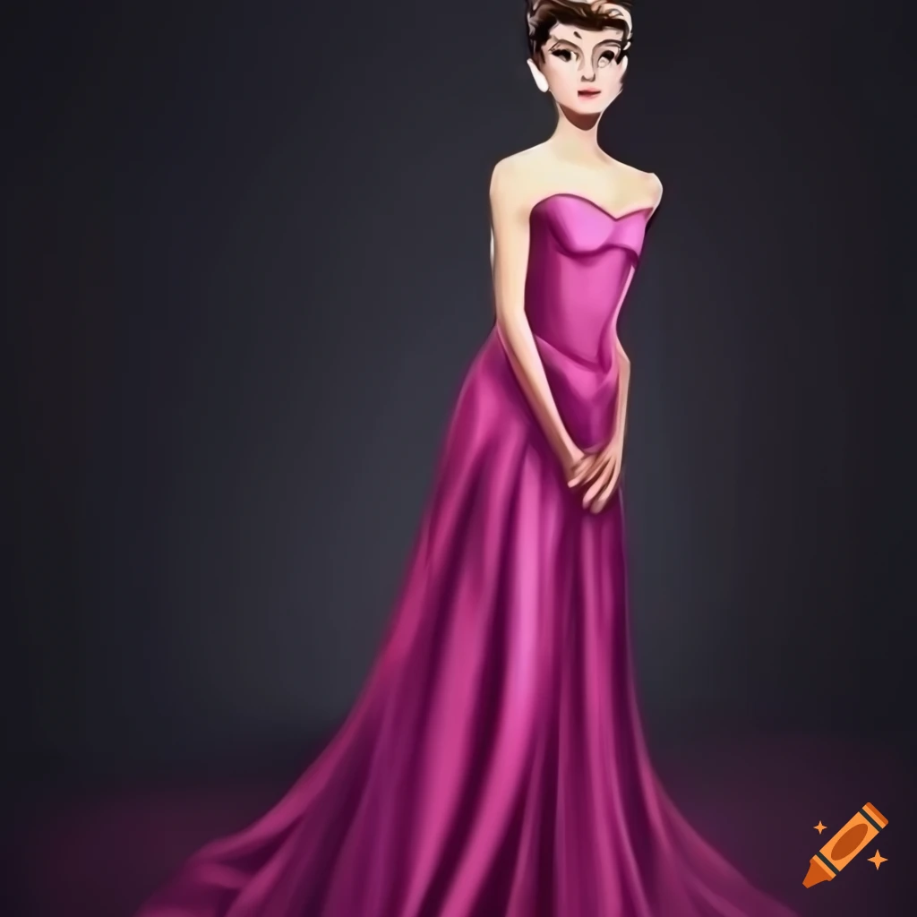 Audrey hepburn as a disney princess, long evening gown, realistic digital art, 16k digital art ...