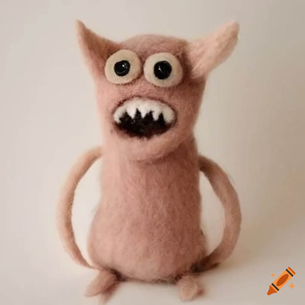 Smiling creatures made of felted wool on Craiyon