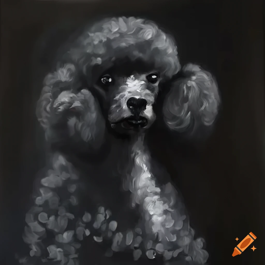 A playful black poodle wearing a Hawaiian outfit and dancing on Craiyon