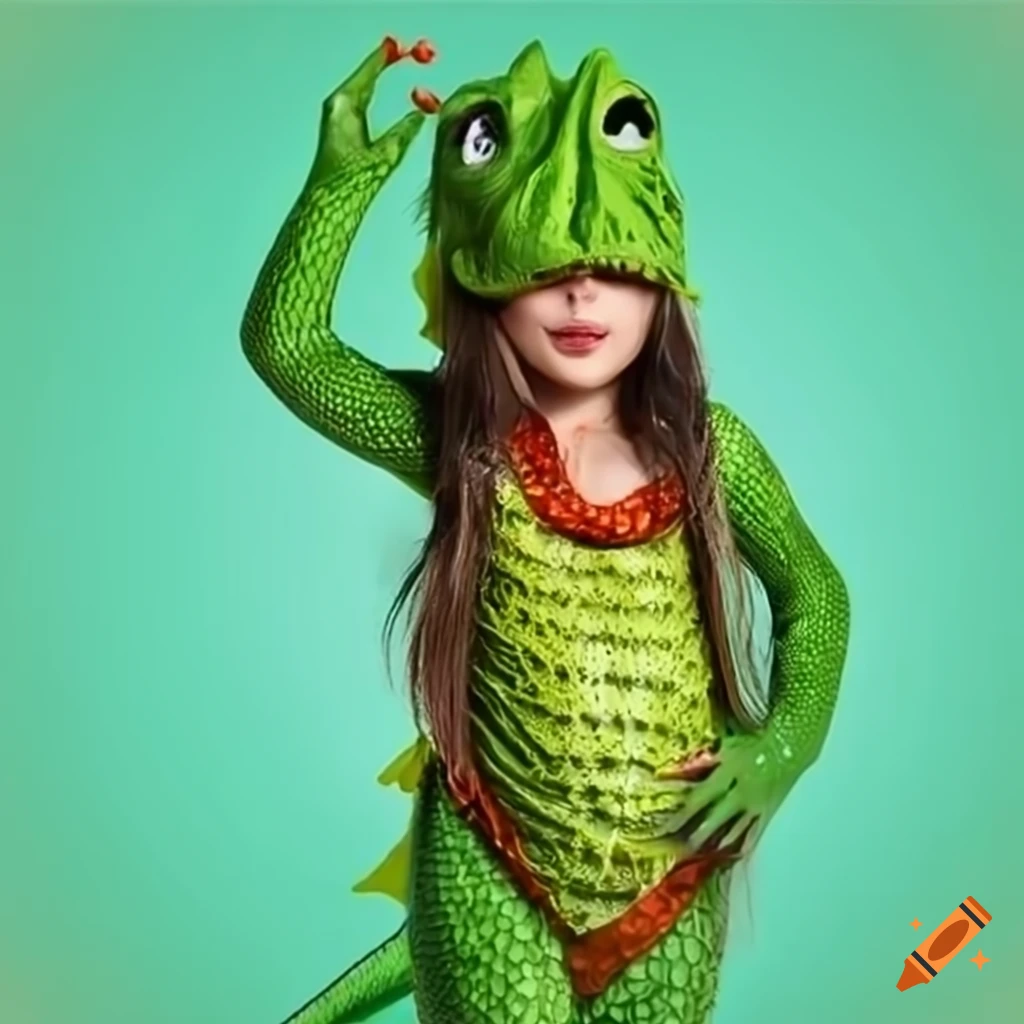 Girl in lizard costume