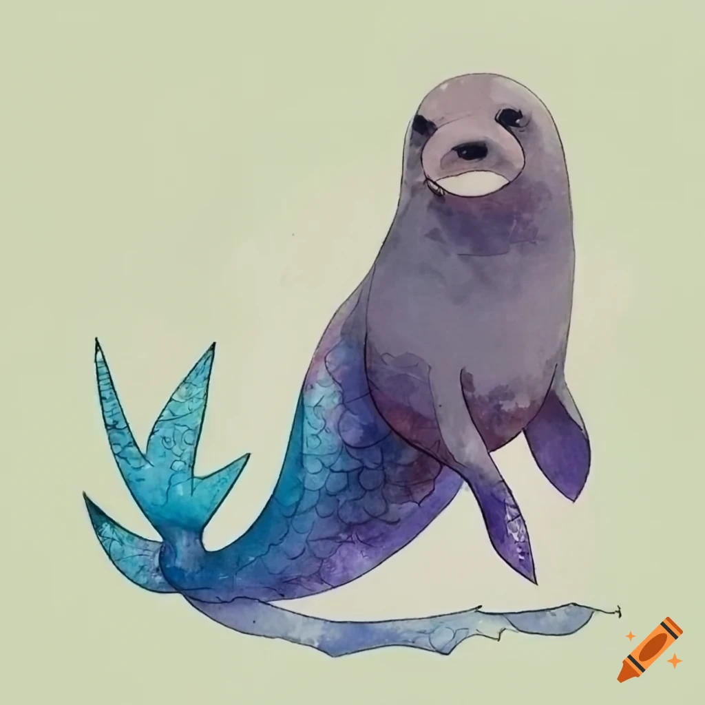 A sealion mermaid in the pokemon art style on Craiyon