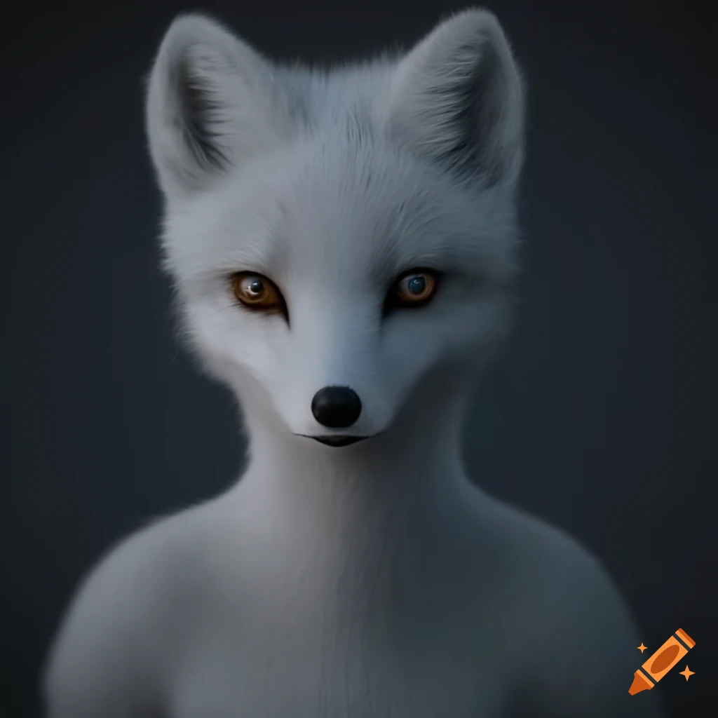 Arctic fox woman standing on Craiyon