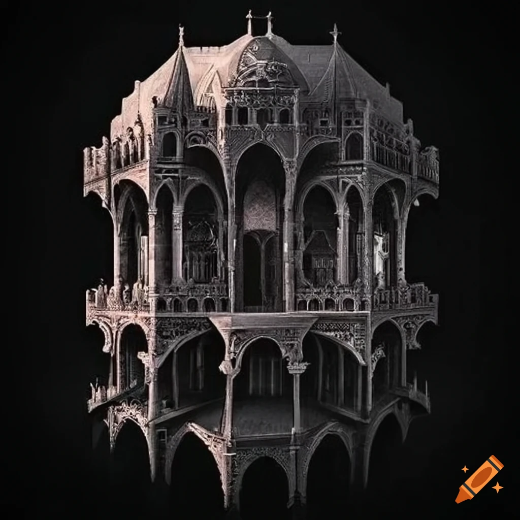 Fantastic escher arbres castels dark arabesques gagouilles castel ...