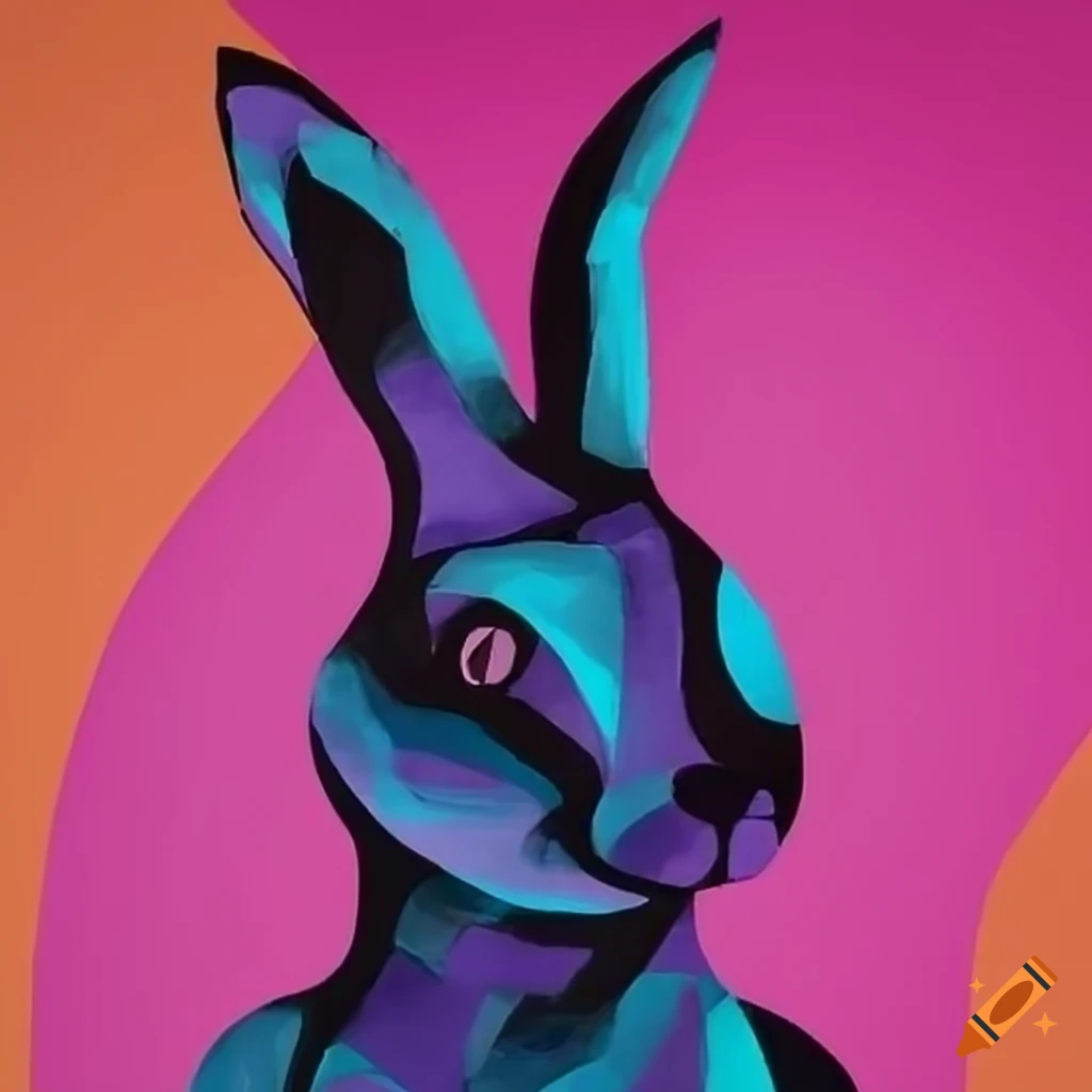 A unique take on a rabbit in a cubist art style on Craiyon
