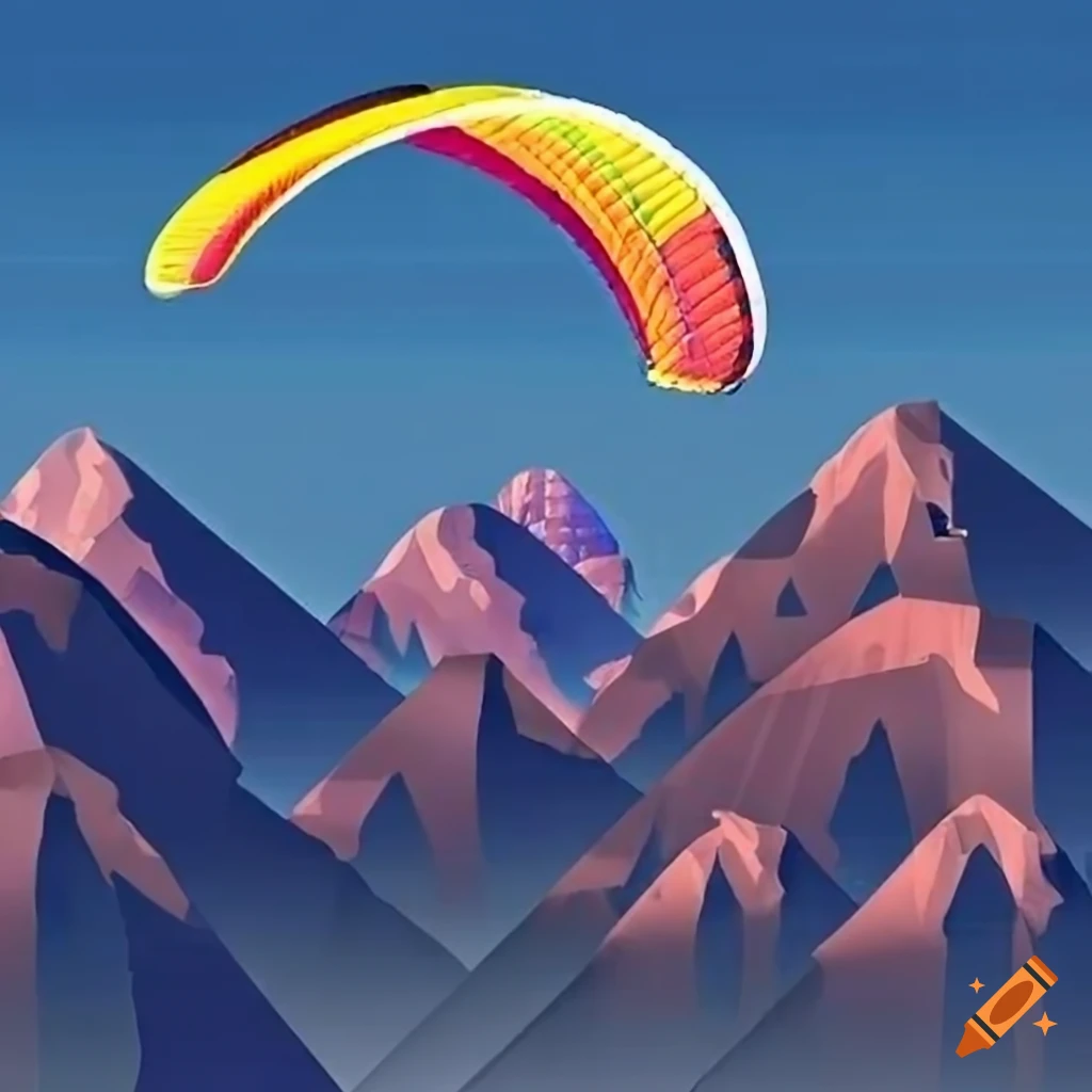 Design a breathtaking digital illustration featuring paragliders ...