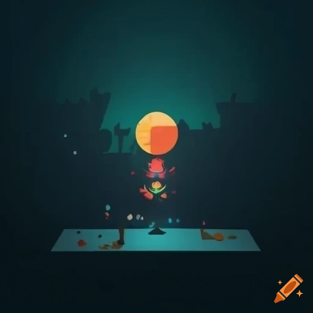 Minimalist 2d Side Scrolling Game With Geometric Characters On Craiyon