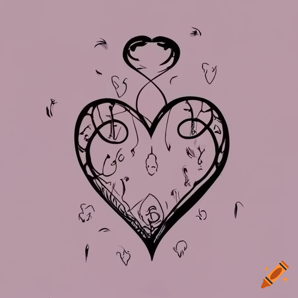 Un corazón echo con lineart y con estilo de encaje gótico on Craiyon