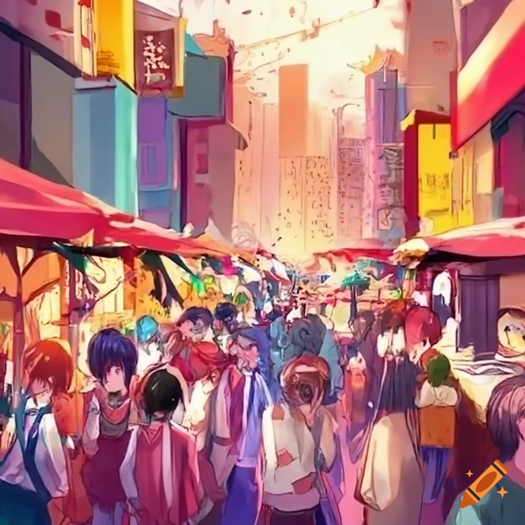 Crowded market on Craiyon