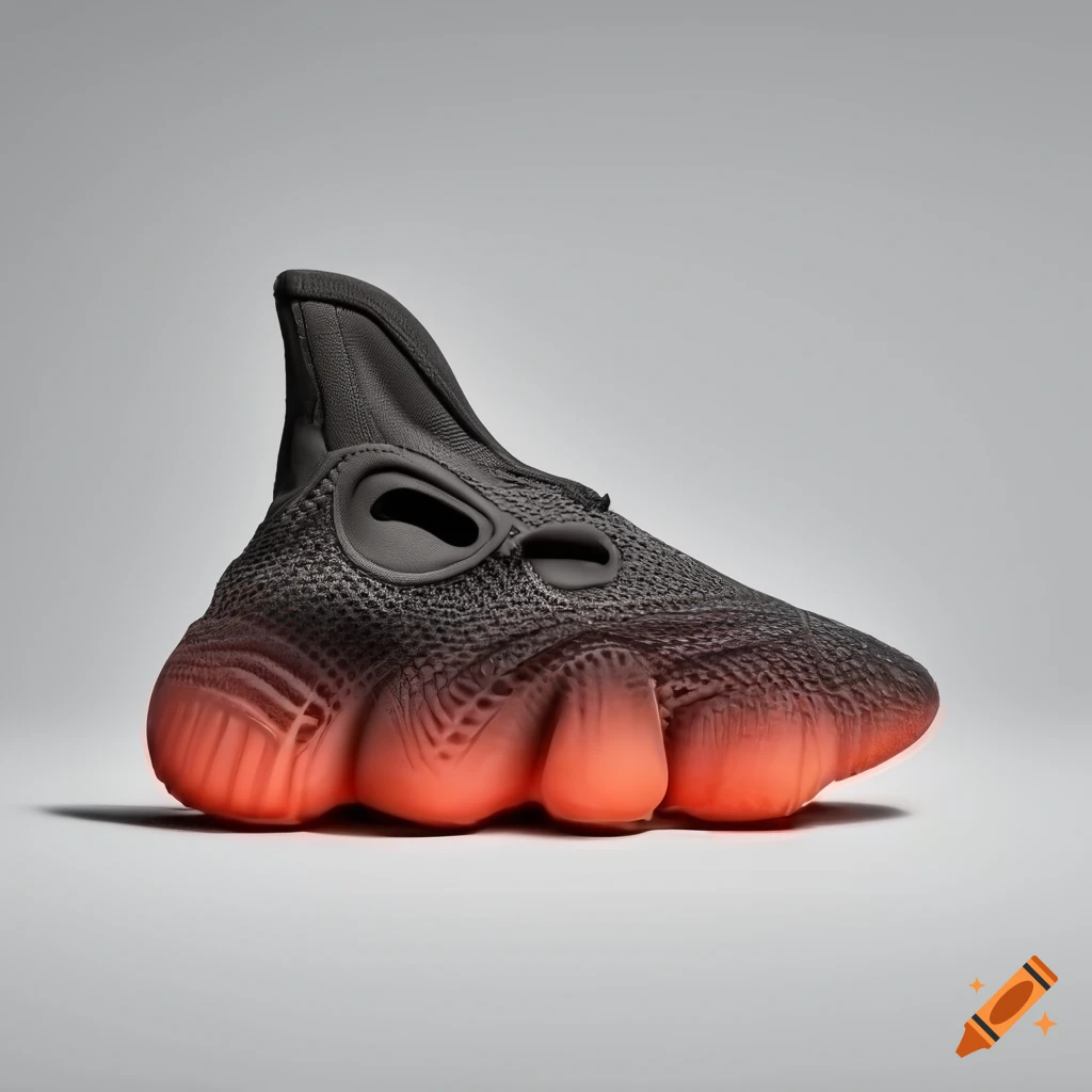 Side view. futuristic laceless blob yeezy runner shoe collaboration ...