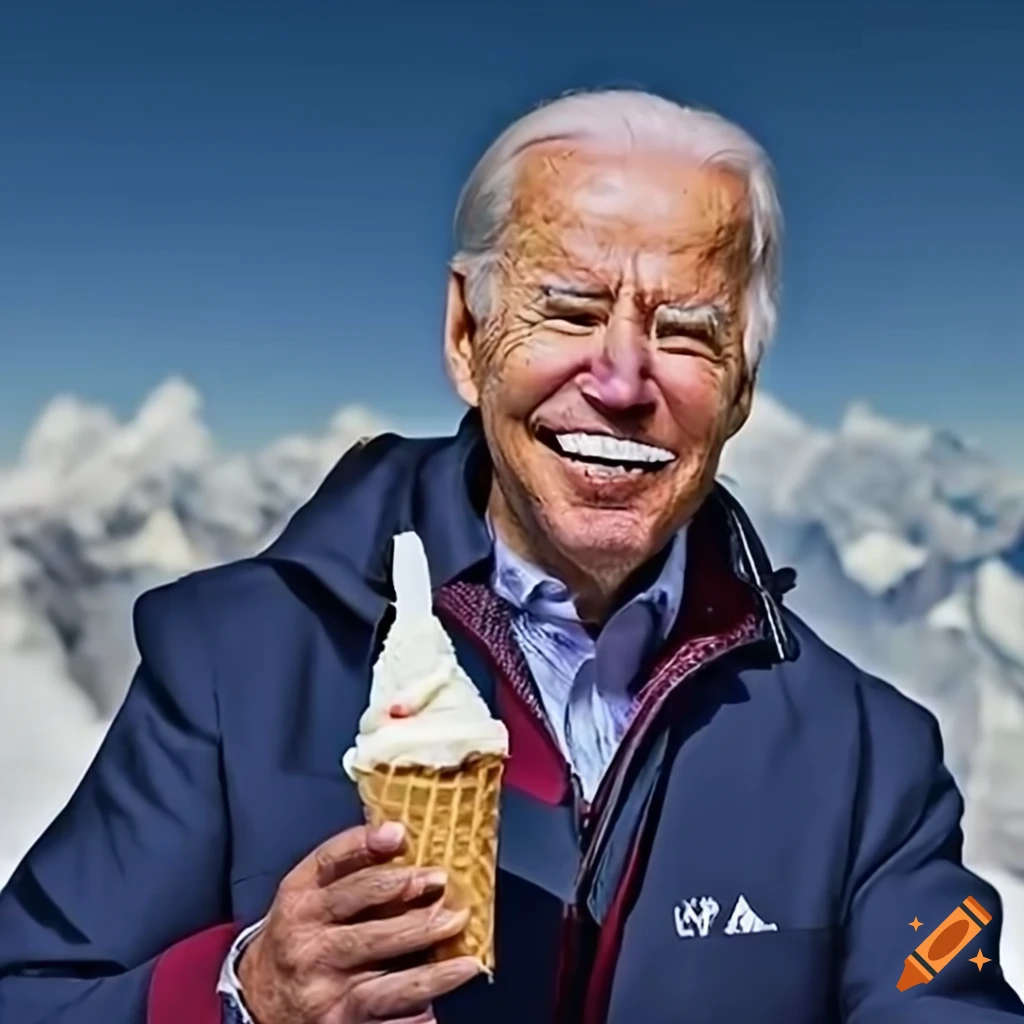 Super realistic ultra hd 4k photo of joe biden eating ice cream on top ...