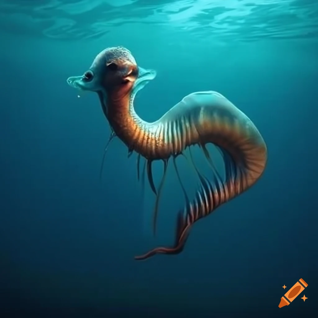 Create a photo of an imaginative sea creature in the water