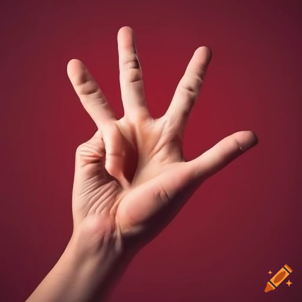 Hand with hallo sign on red background