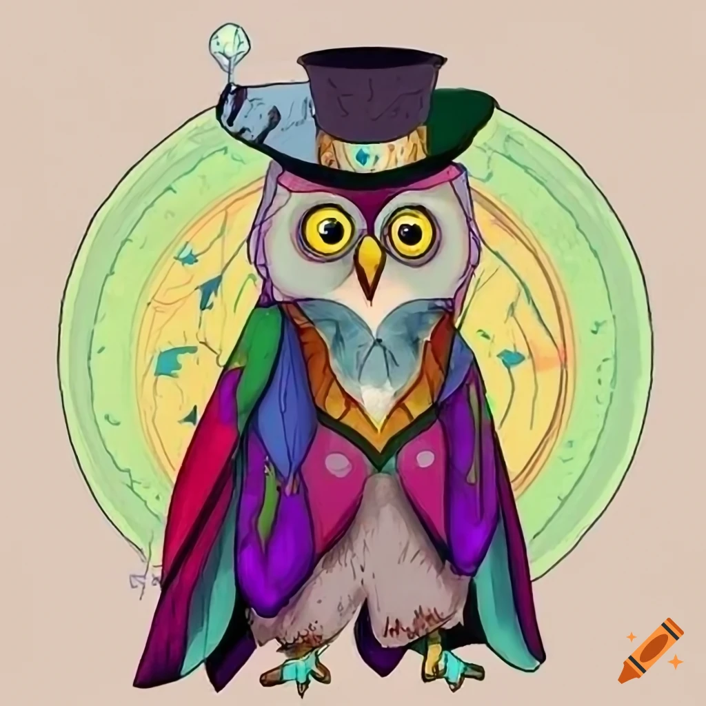 Character man owl magician adopt on Craiyon