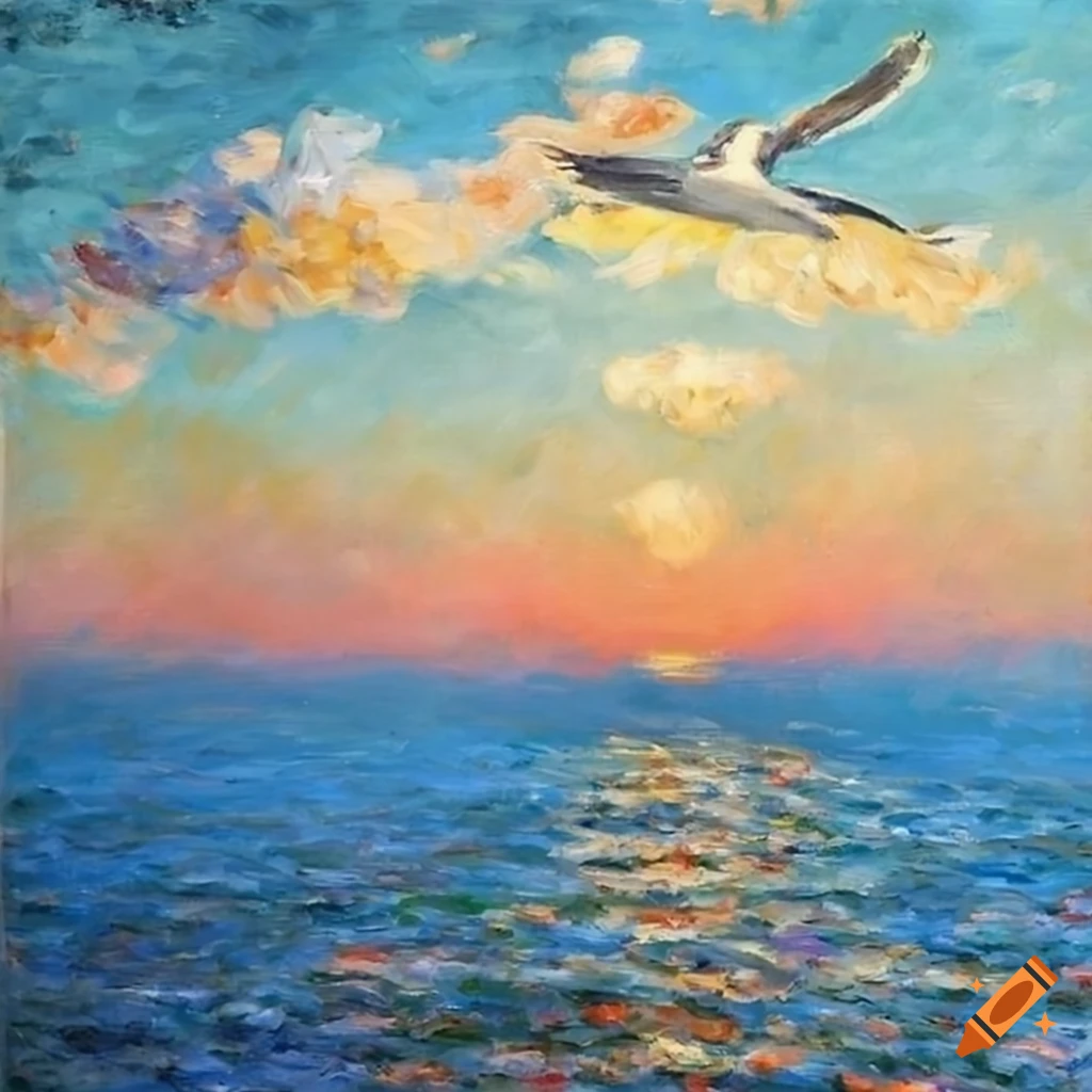 Alassio chapel, sea, oil painting on canvas Claude Monet , clouds ...