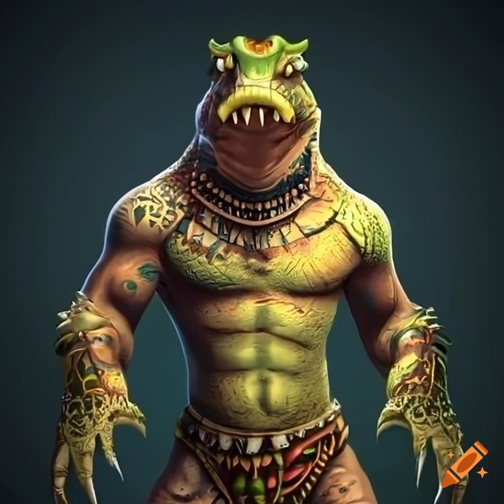 Tribal crocodile man, 4k resolution