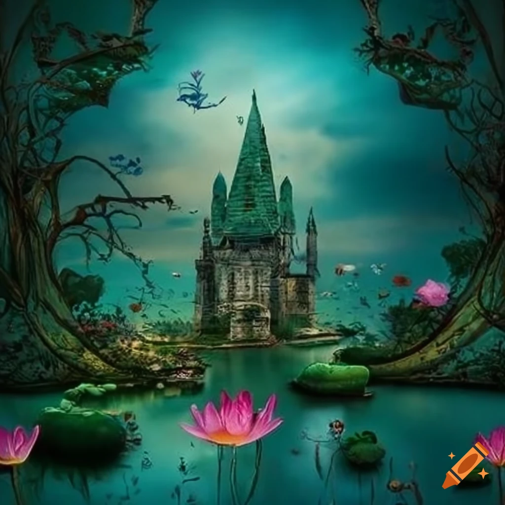 Marais brume castel surréaliste nénufars exotic and surreal floral ...