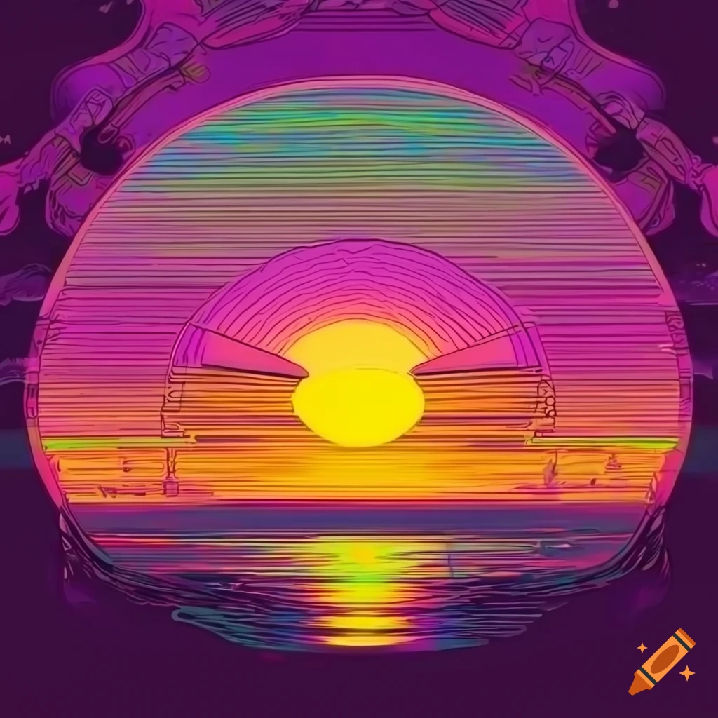 Retro vintage 1980's t-shirt design,sunburst sunset, 60s art style : 2 ...