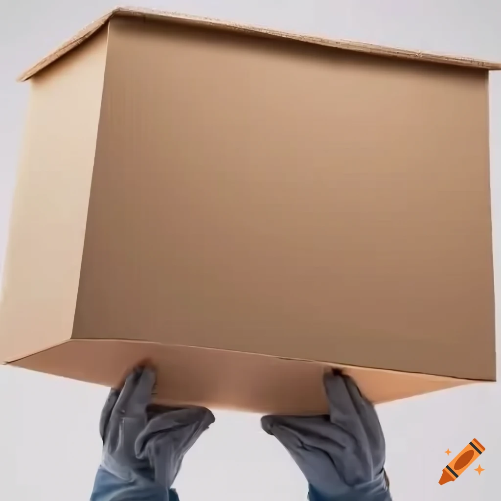 A person safely lifting a heavy box from the ground, white background
