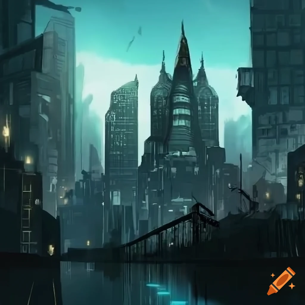 City for a futuristic rpg on Craiyon