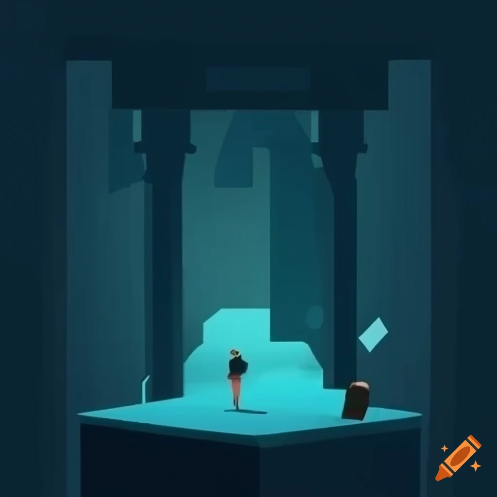 Minimalist 2d side scrolling game with geometric characters on Craiyon