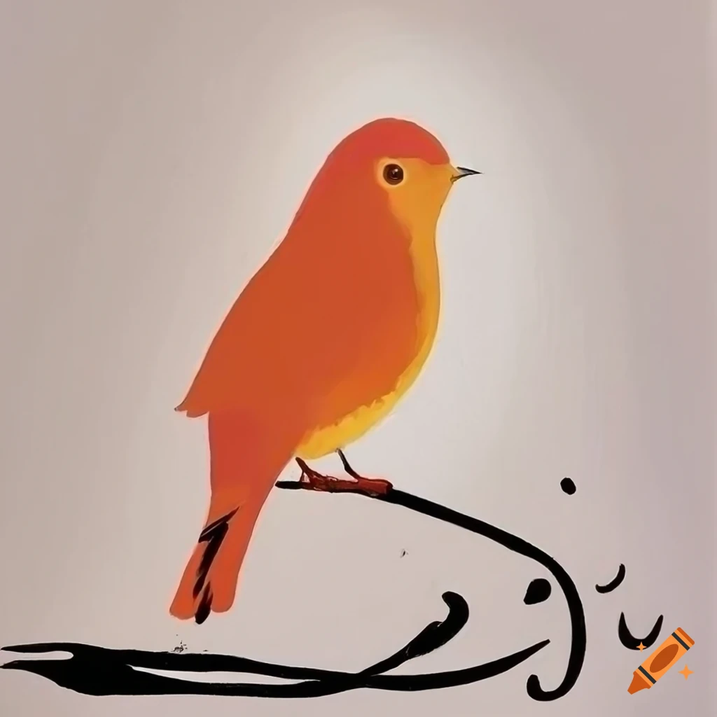 Simple Red Bird Painting