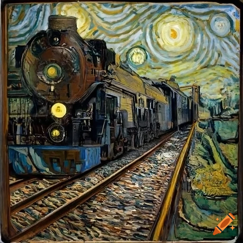 Vincent van gogh painting of a train on Craiyon