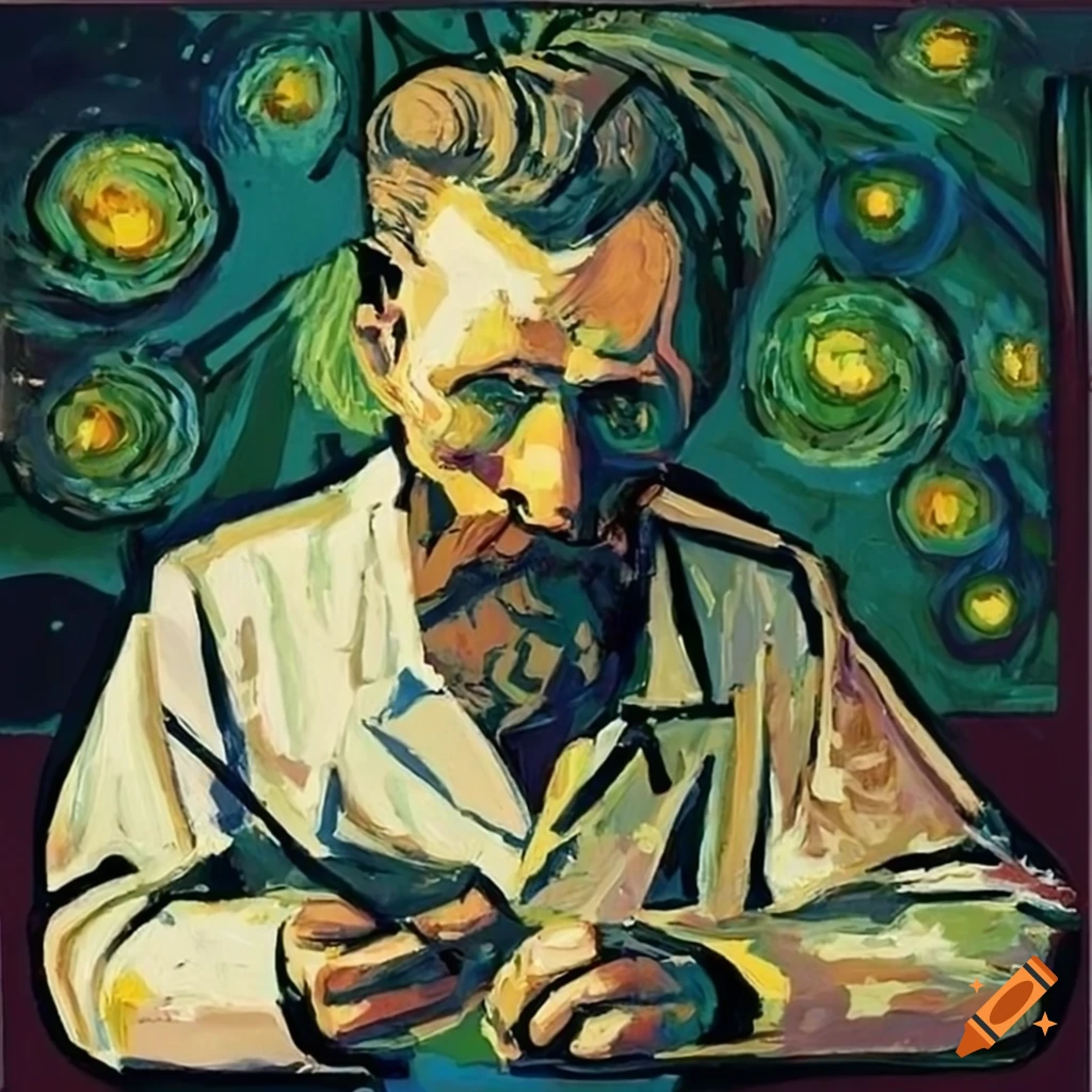 Picture of a scientist working in the style of van Gogh on Craiyon