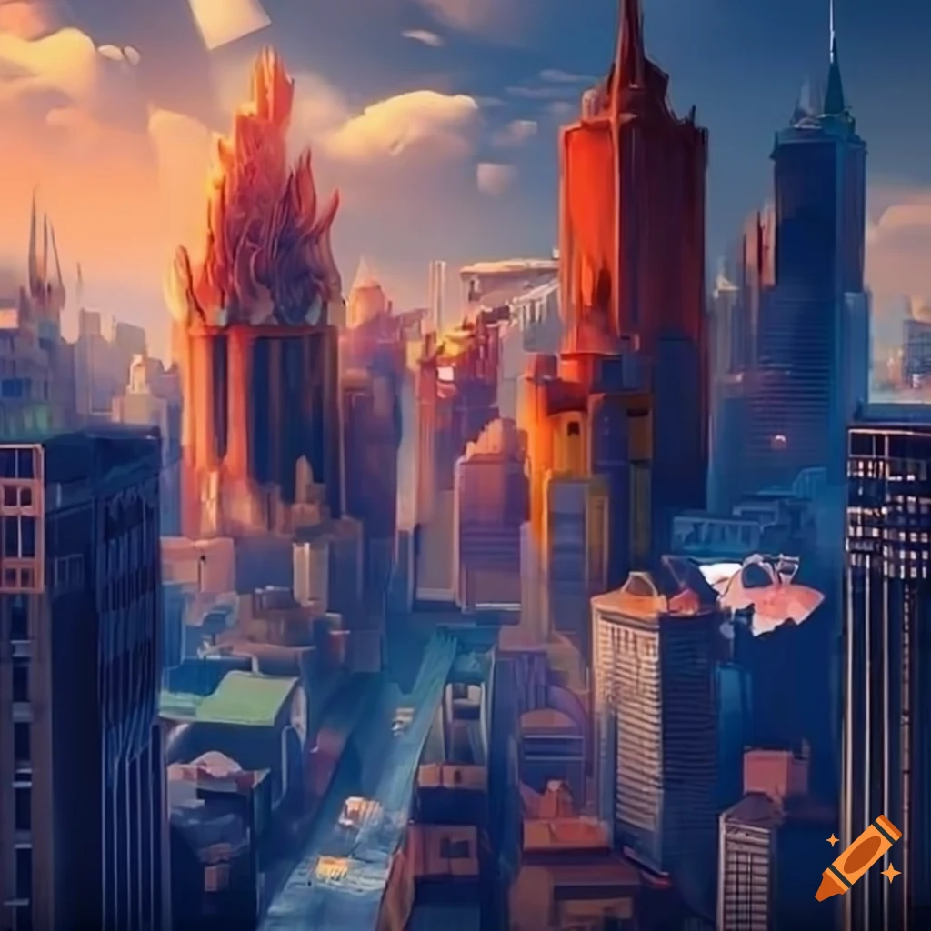 Realistic rendering of pokemon characters in a cityscape on Craiyon