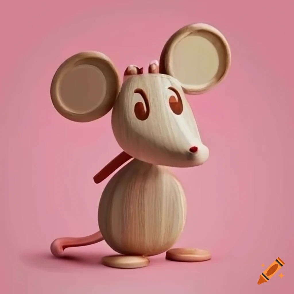 Cartoon image wooden toy mouse