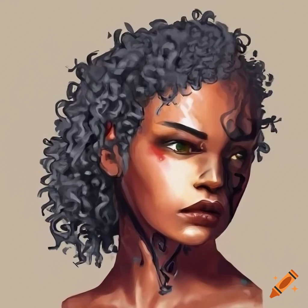 A female bandit with short curly hair and leather armor. She has dark ...