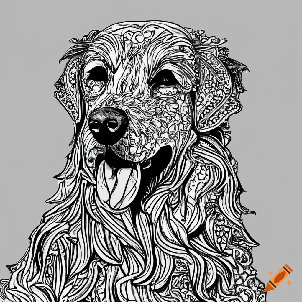 Golden Retriever Line Drawing