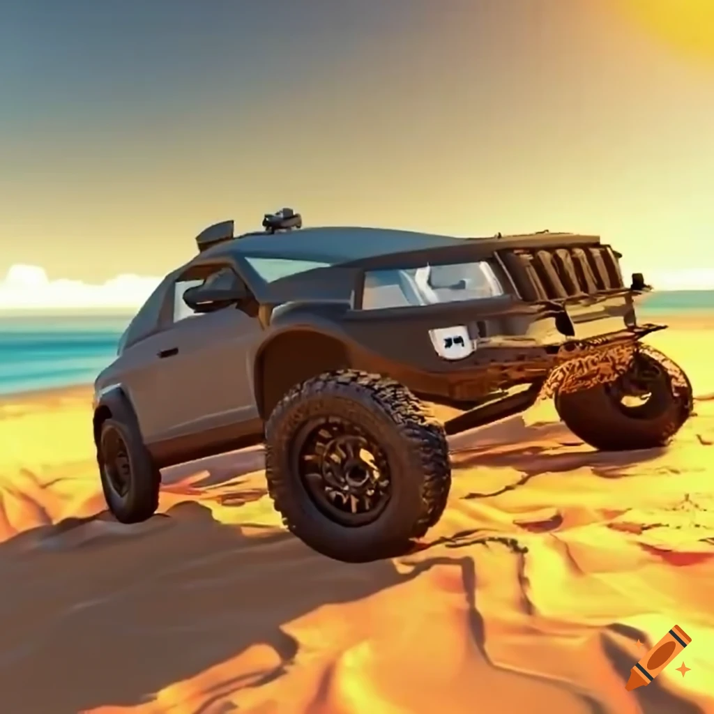 A Gameplay of an Offroad Car on a Beach Track with Sunny weather in 3D ...