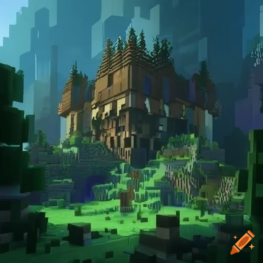 Minecraft's virtual realm on Craiyon