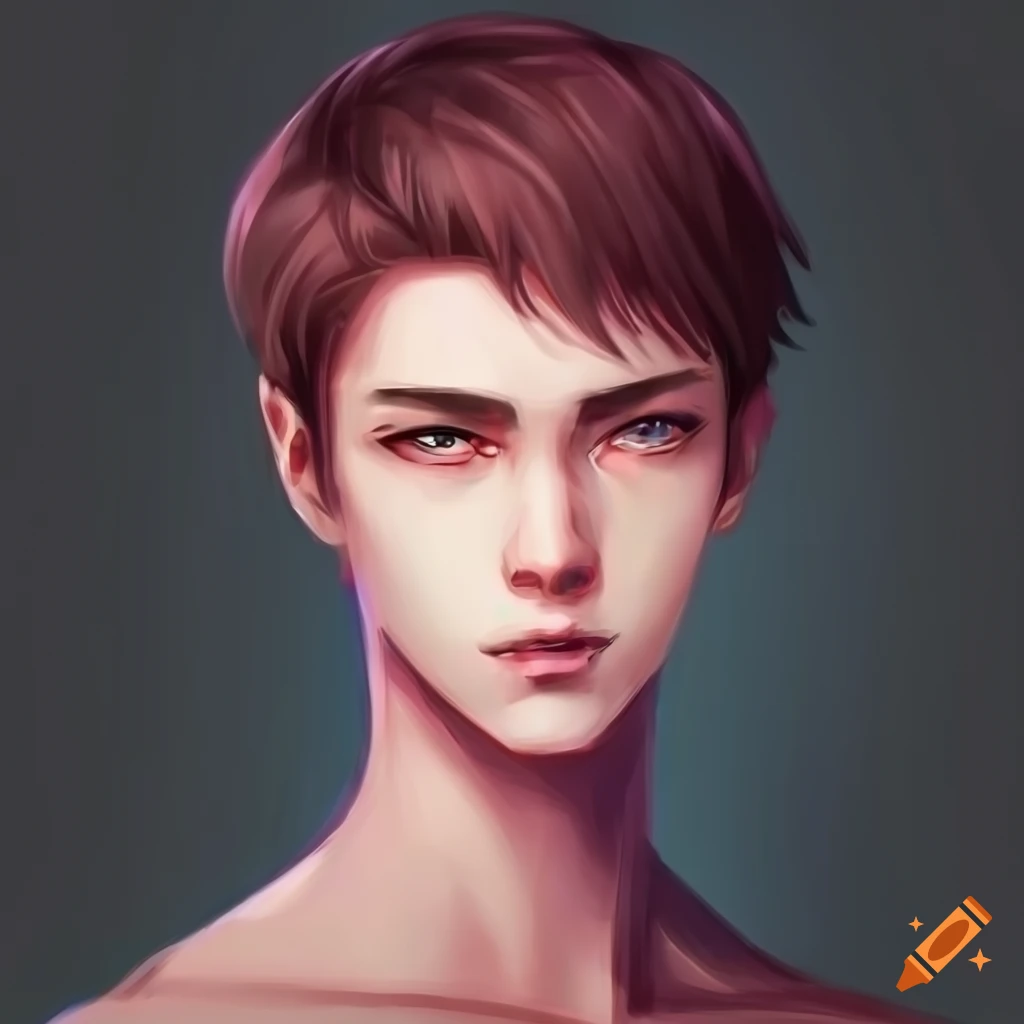 Handsome man with two heads, bright hopeful, realistic shading, anime style