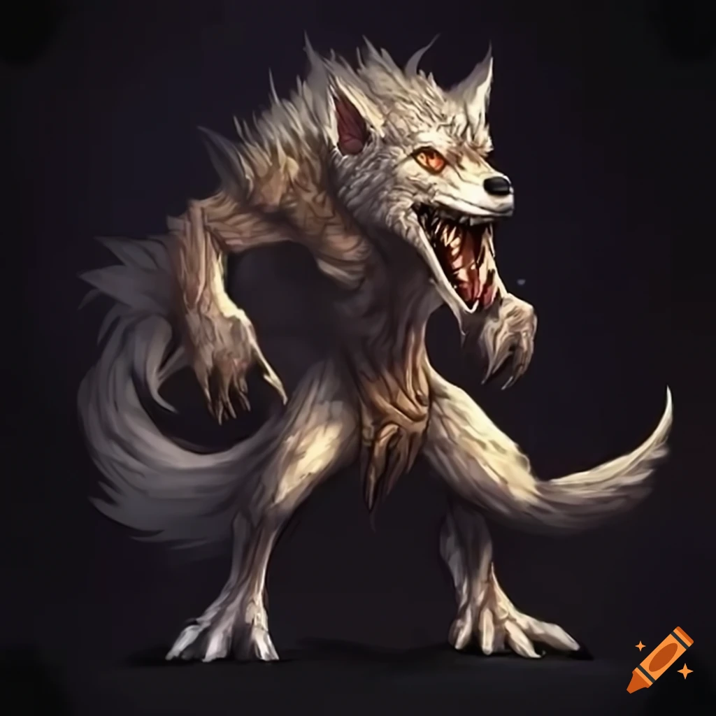 Masterpiece, fantasy world, original, wolf-type monster on Craiyon
