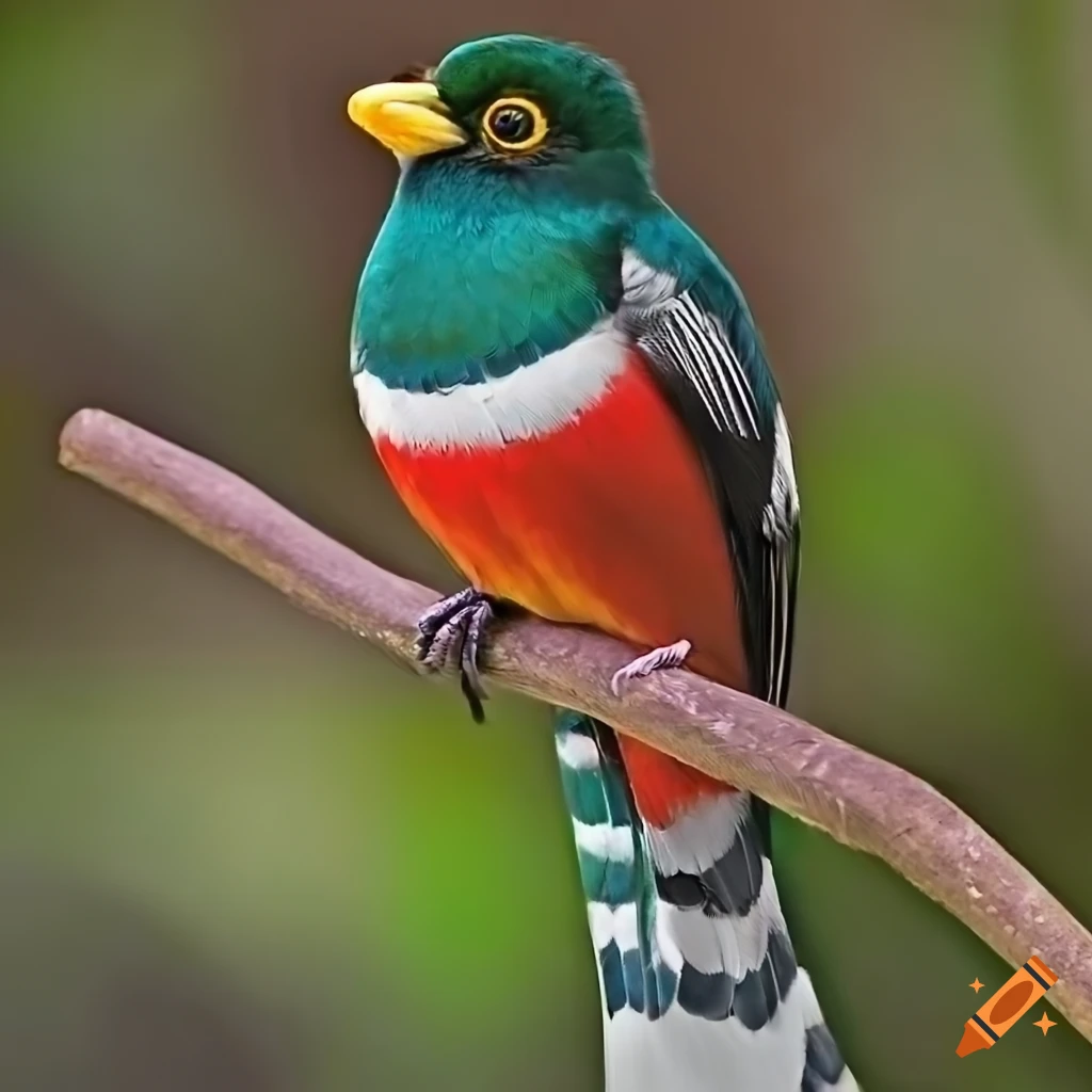Trogon mexicanus full body and true colors on Craiyon