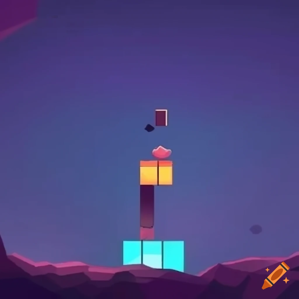 Minimalist 2d side scrolling game with geometric characters on Craiyon