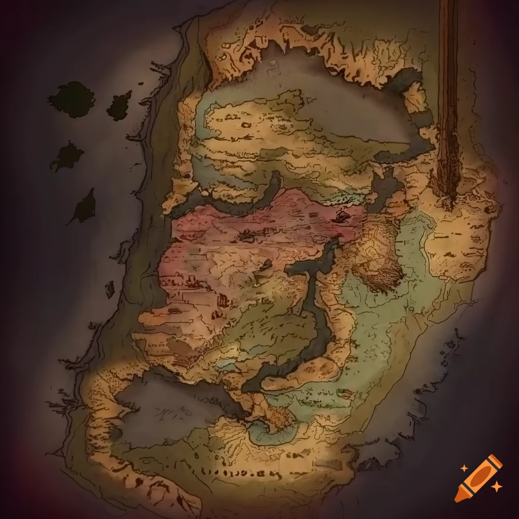 A detailed fantasy map with a central wasteland and mottwood forest