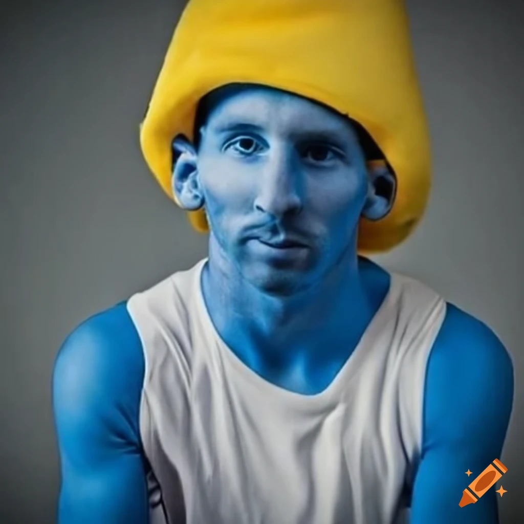 Leo messi dressed as smurf on Craiyon