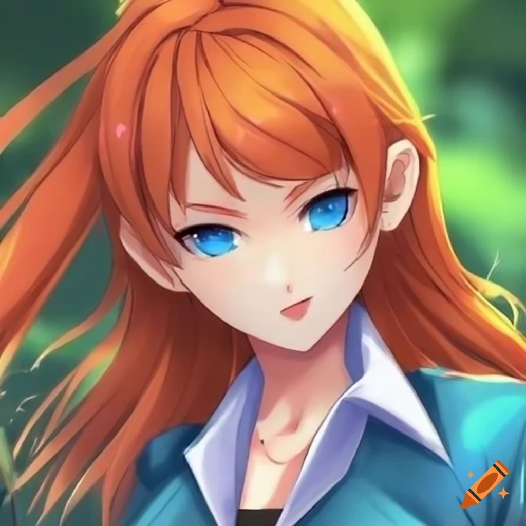 Masterpiece 2d Anime Character Beautiful Girl Orange Hair Blue Eyes Proportional