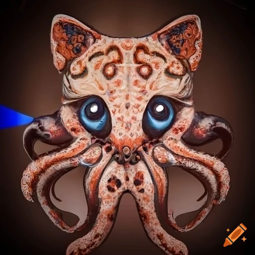 Cute stylized cat octopus with paws on the end of each tentacle on Craiyon