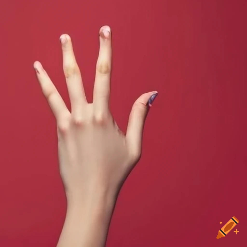 Hand with hallo sign on red background on Craiyon
