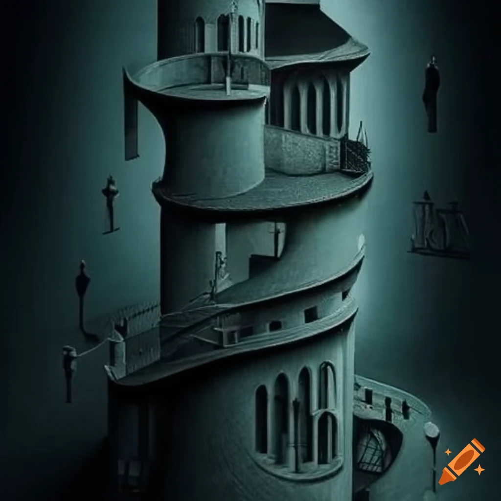 Fantastic mystérious Escher surrealistic castel illusions structures ...